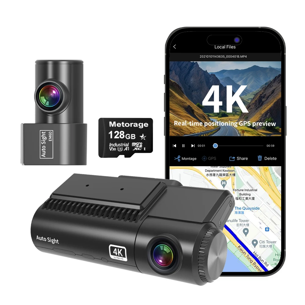 Car Blackbox 2 Channel 4K Dashcam - Front and Rear Camera