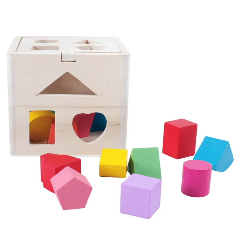 Children's Montessori Early Education Wooden Intelligence Box Geometric ...