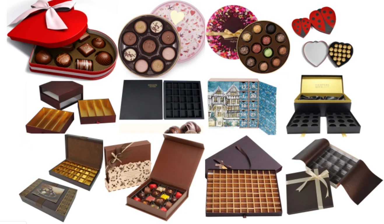 Luxury Gold Foil Stamping Logo Empty Heart Shape Candy Chocolate Gift ...