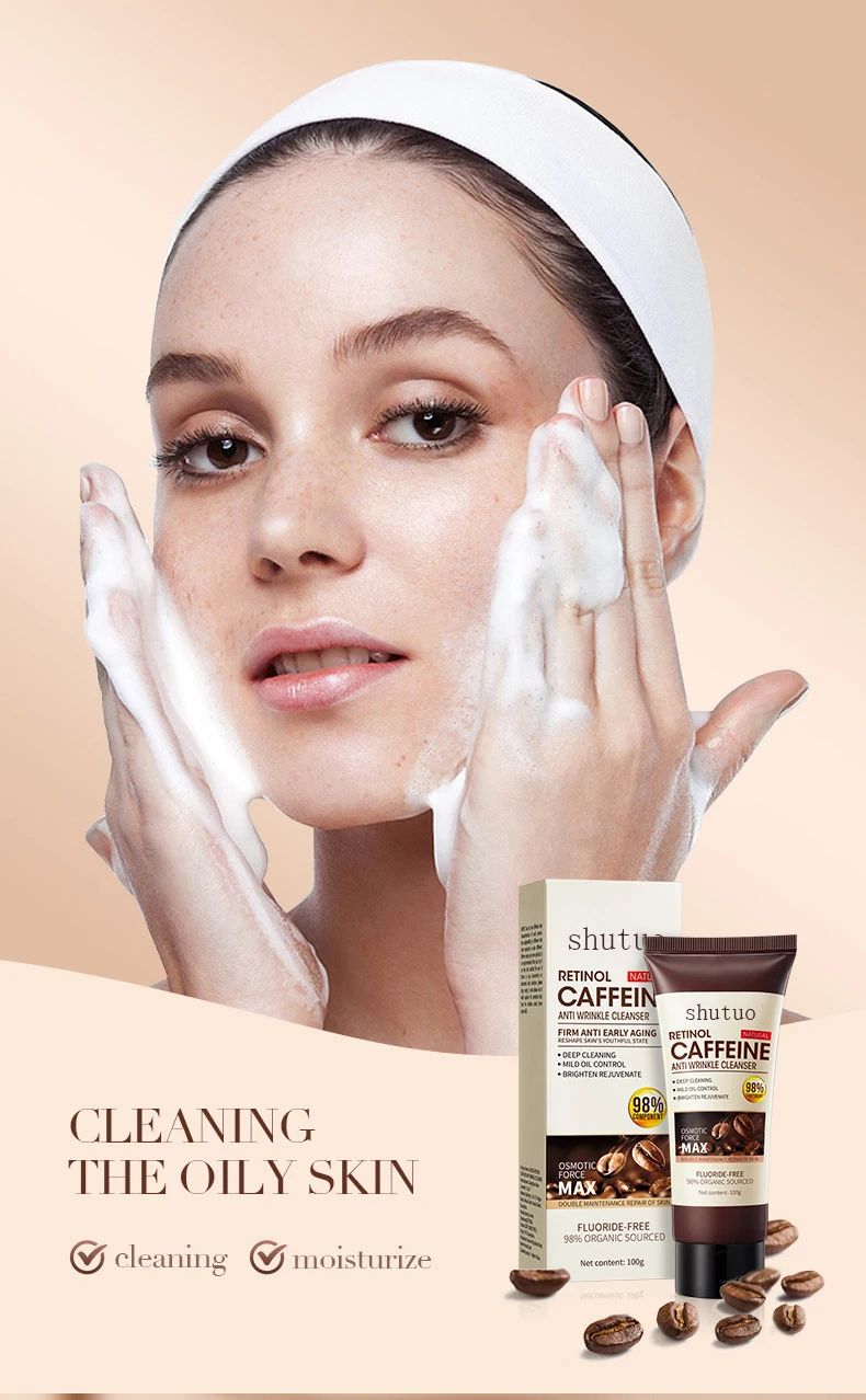 Retinol Caffeine Anti Wrinkle Facial Cleanser For Deep Cleansing And Anti Wrinkle Cleansing ...