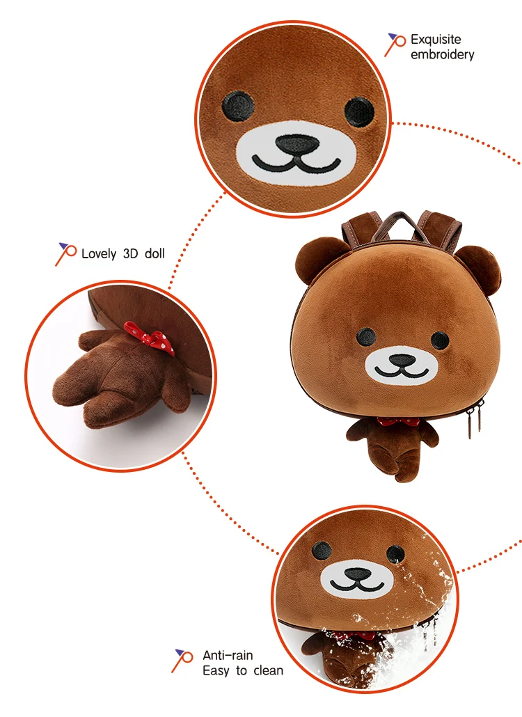 Supercute Custom Animal Black Bear Backpack For Children,3d Cute Plush ...