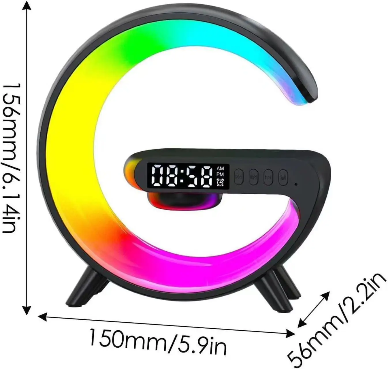 Mini G Shape Wireless Charger Led Light Wake Up Lamp Sunrise Alarm ...