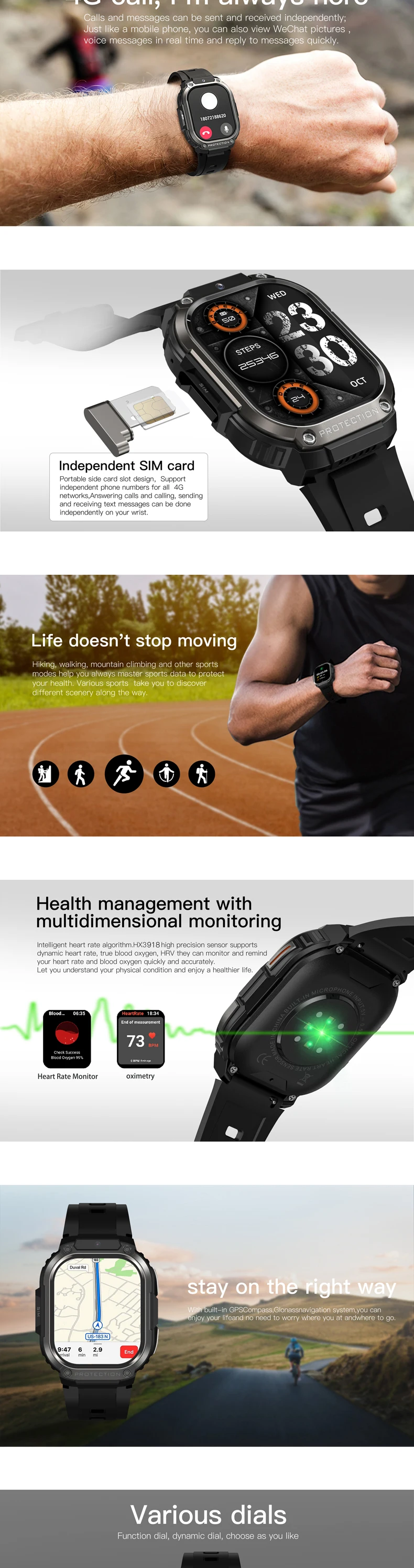 2024 Smartwatch DM63 - 2.13 Inch Android 8.1 Navigation