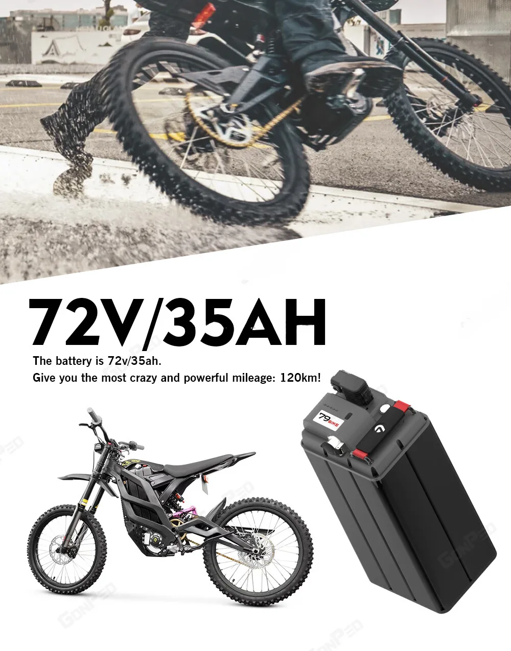 72v Motorcycle Full Suspension Electric Dirt Bike 79bike