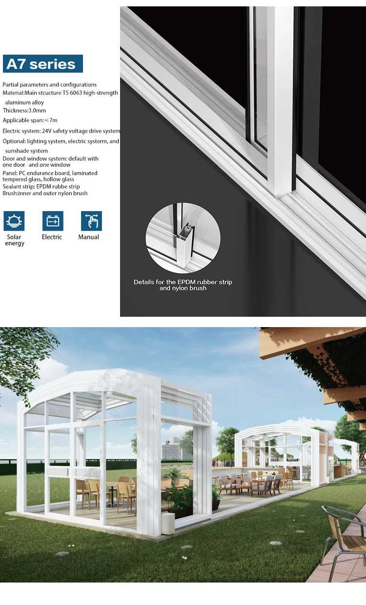 Outdoor Garden Sunroom Low-e Tempered Glass Sunlight Room Detachable ...
