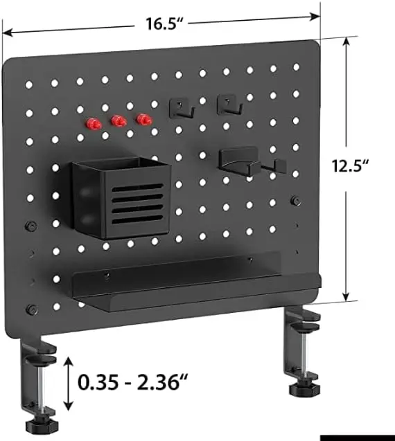 Clamp-on Desk Pegboard Desk Accessories for Office Gaming Home Magnetic ...
