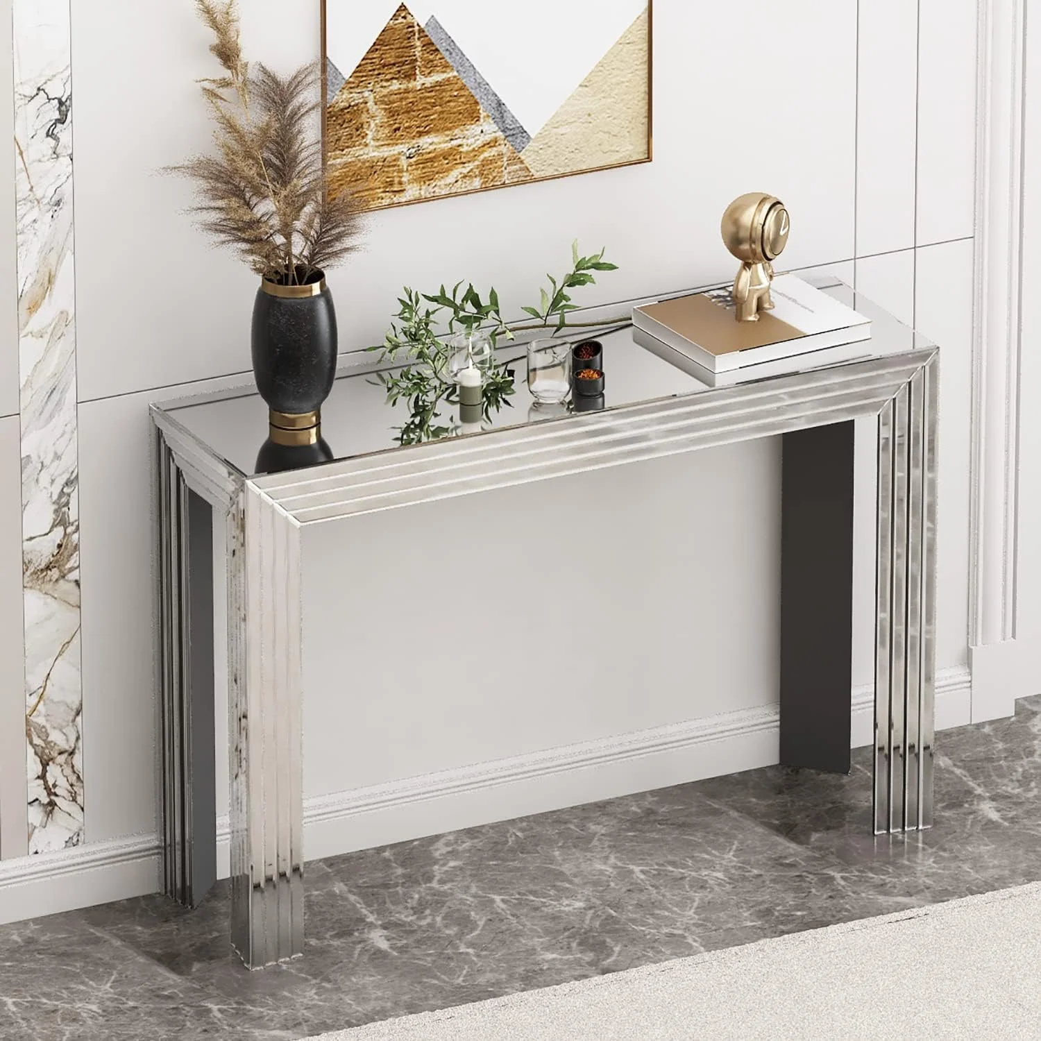 Modern Style Mirrored Console Table with Wall Mirror for Home or Hotel ...