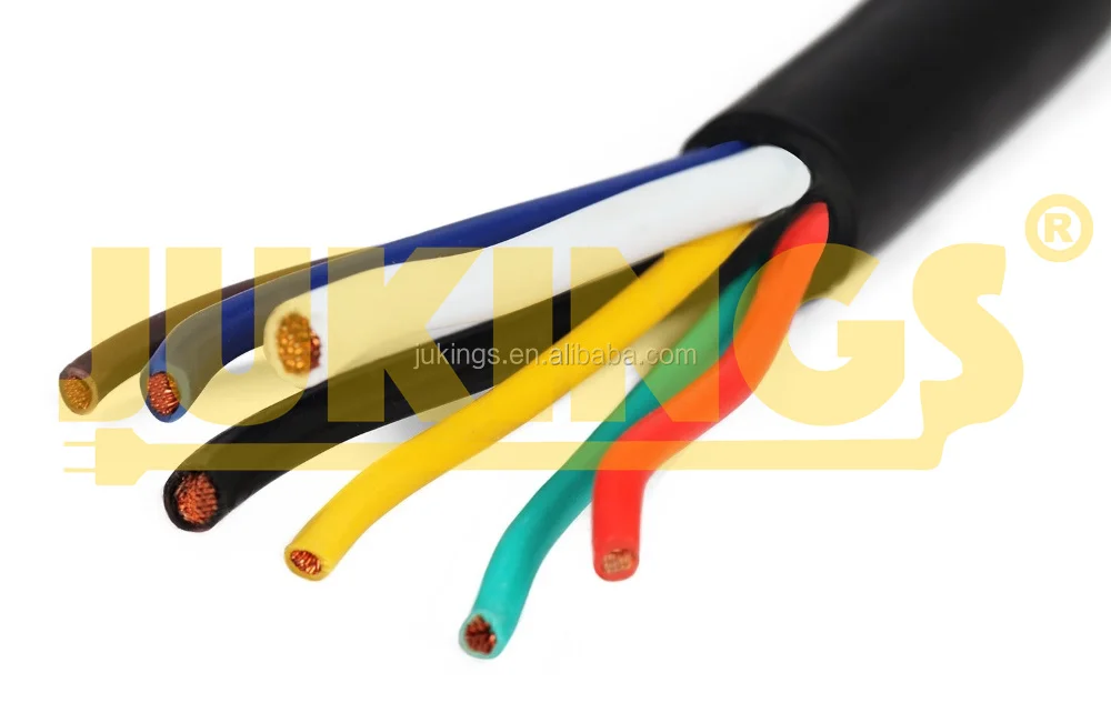 Heavy Duty 7-Way Industrial Trailer Cord 7-Pin Wiring Double Prongs ...