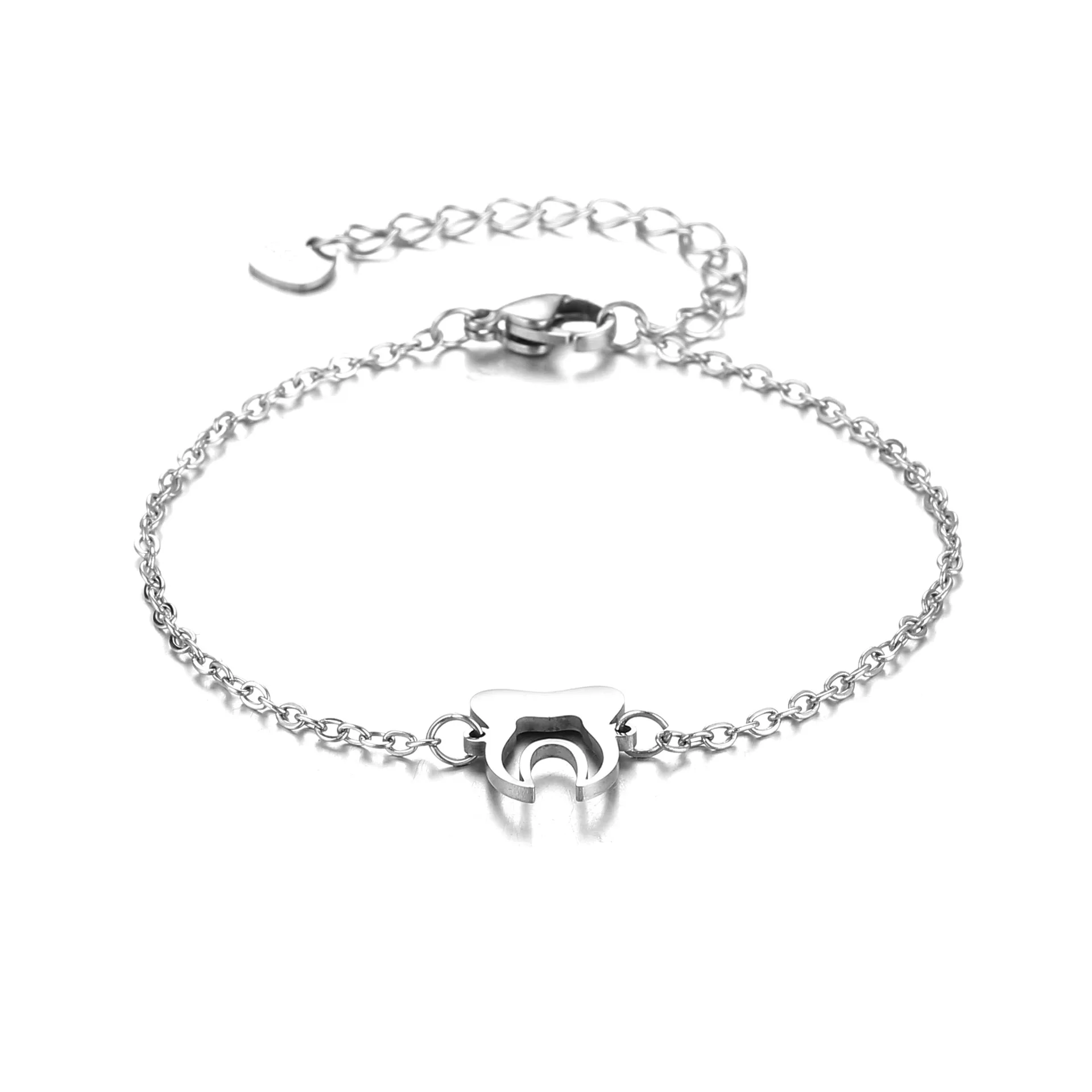 Fashion Dentist Tooth Charm Bracelet Stainless Steel Chain Link ...