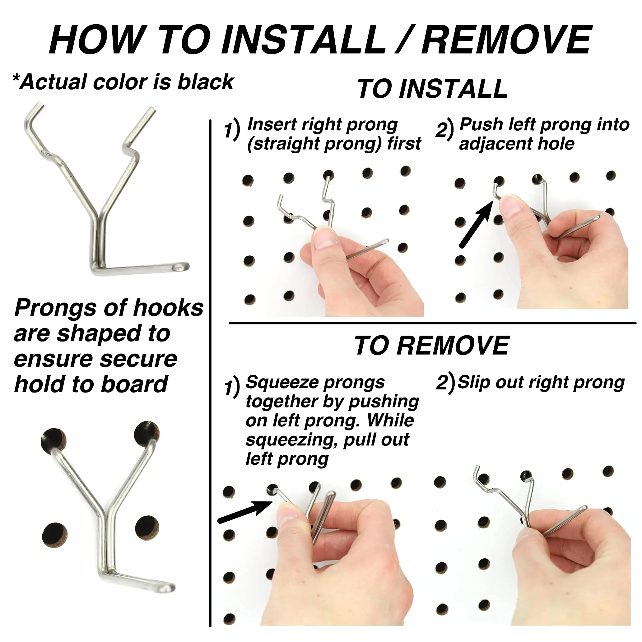 Secure and Versatile Display Hooks - Double-Loop Pegboard