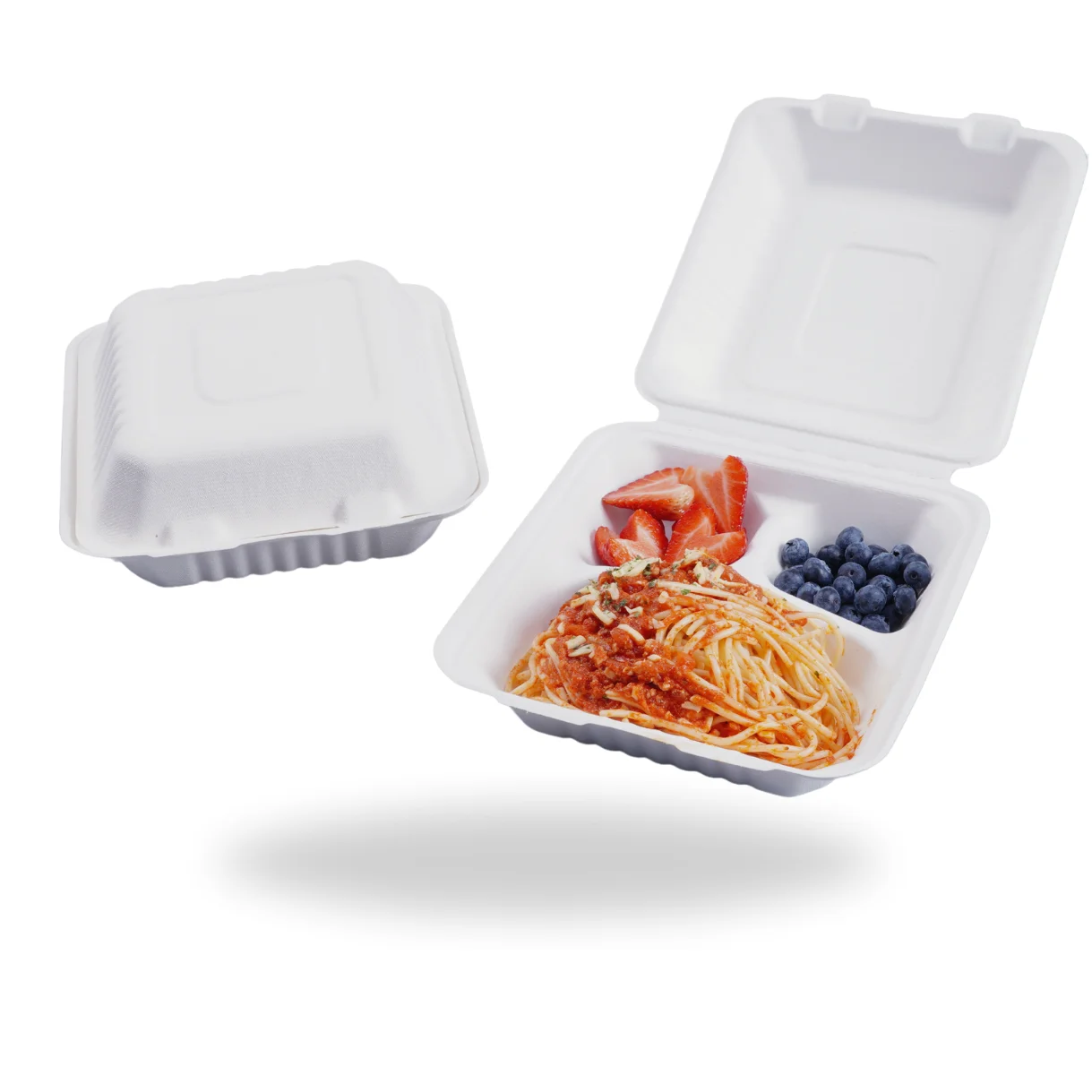 8x8 Inch Sugarcane Food Containers Restaurant Takeaway Biodegradable ...