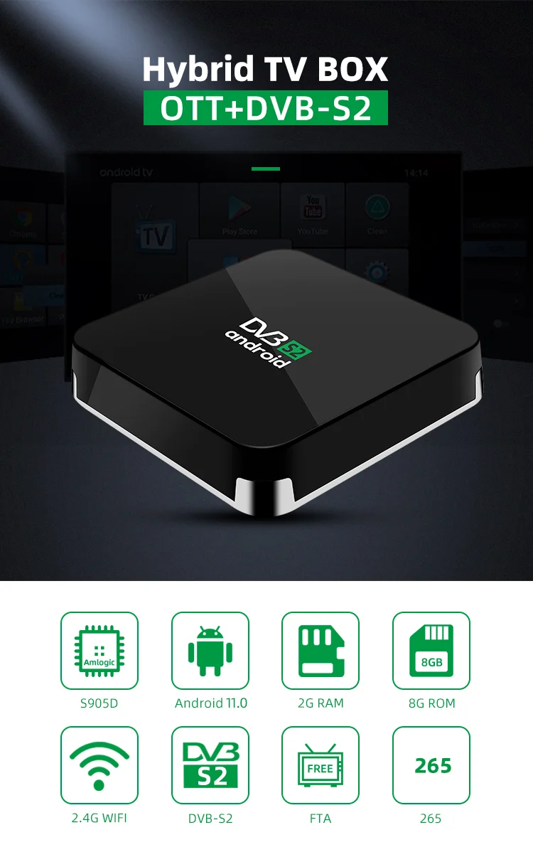 4K HD Hybrid OTT Satellite TV Receiver - Smart Android Box
