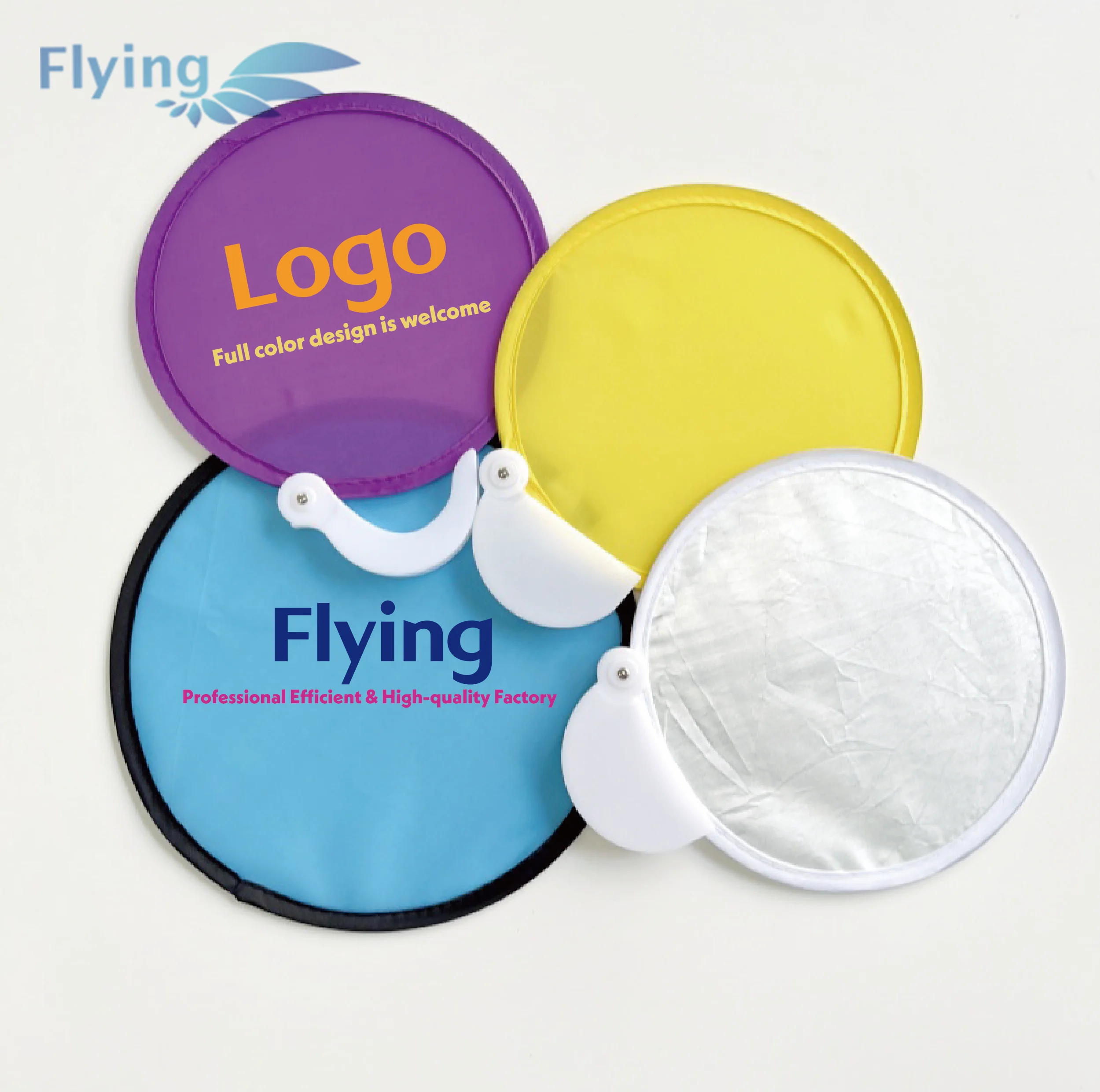 Custom printed round fold-up hand fan with pocket, small fan with ...