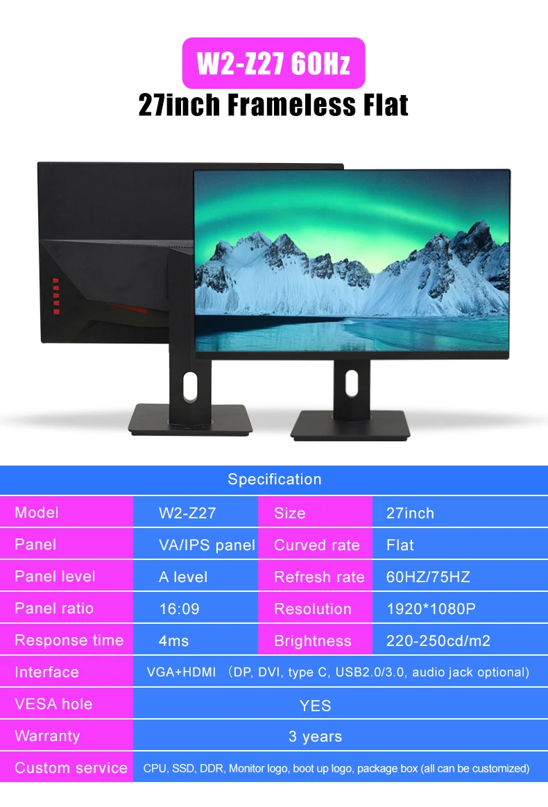 Cheap 23.8 27 Inch Computer Monitor 144hz for Business