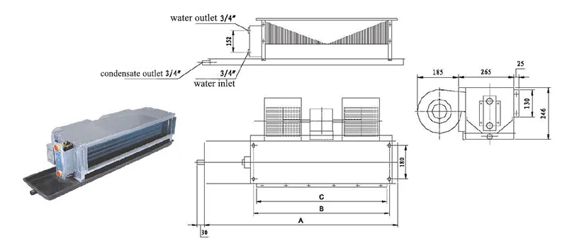 Air Conditioner Chilled Water Ceiling Concealed Type Fan Coil Unit Fcu ...