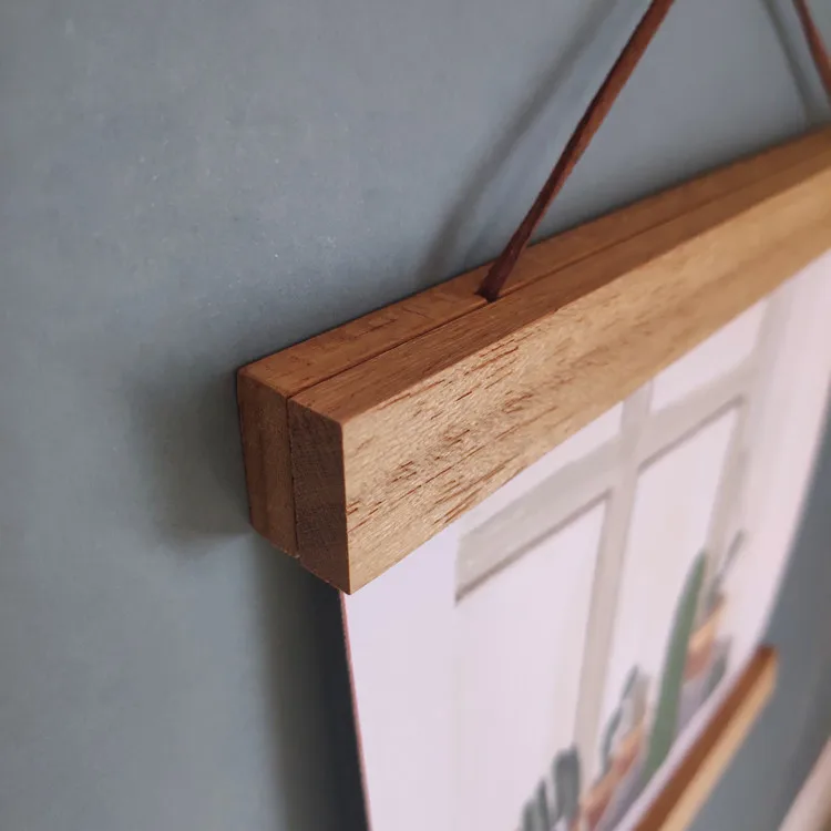 Poster Frame Magnetic Teak Wood Frame Hanger For Photo Picture Canvas ...