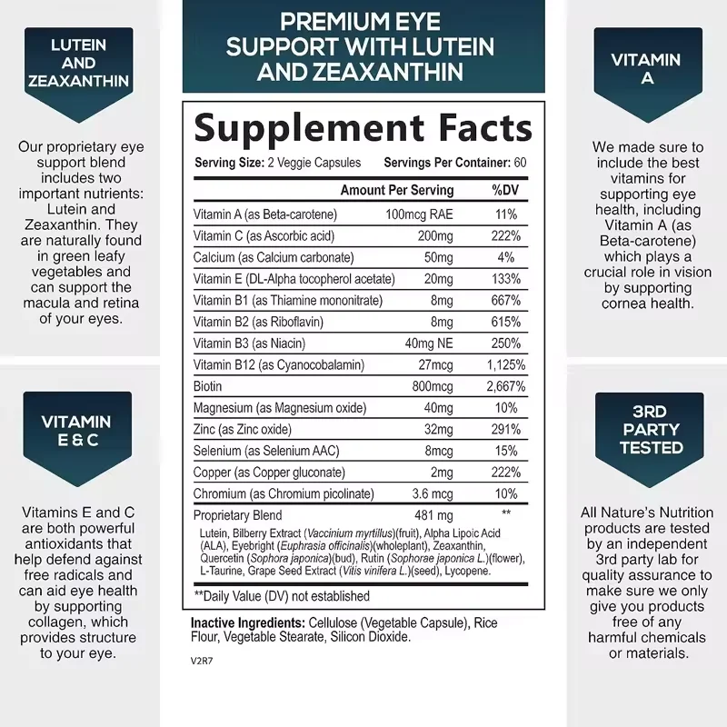 Eye Vitamin Capsules Mineral Supplement Contains Lutein Zeaxanthin ...