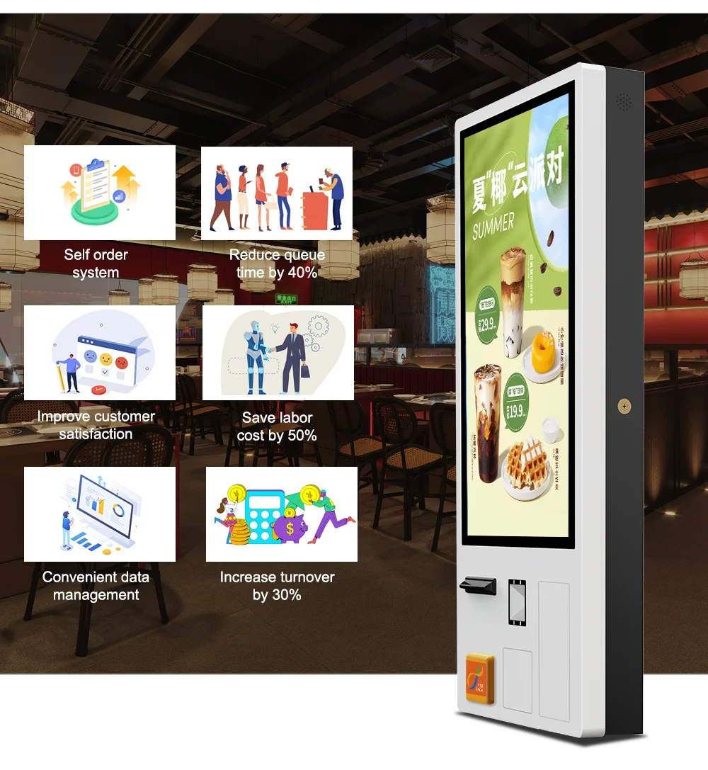 Win11 Win10 Android Self Payment Advertising Display Terminal Stand ...