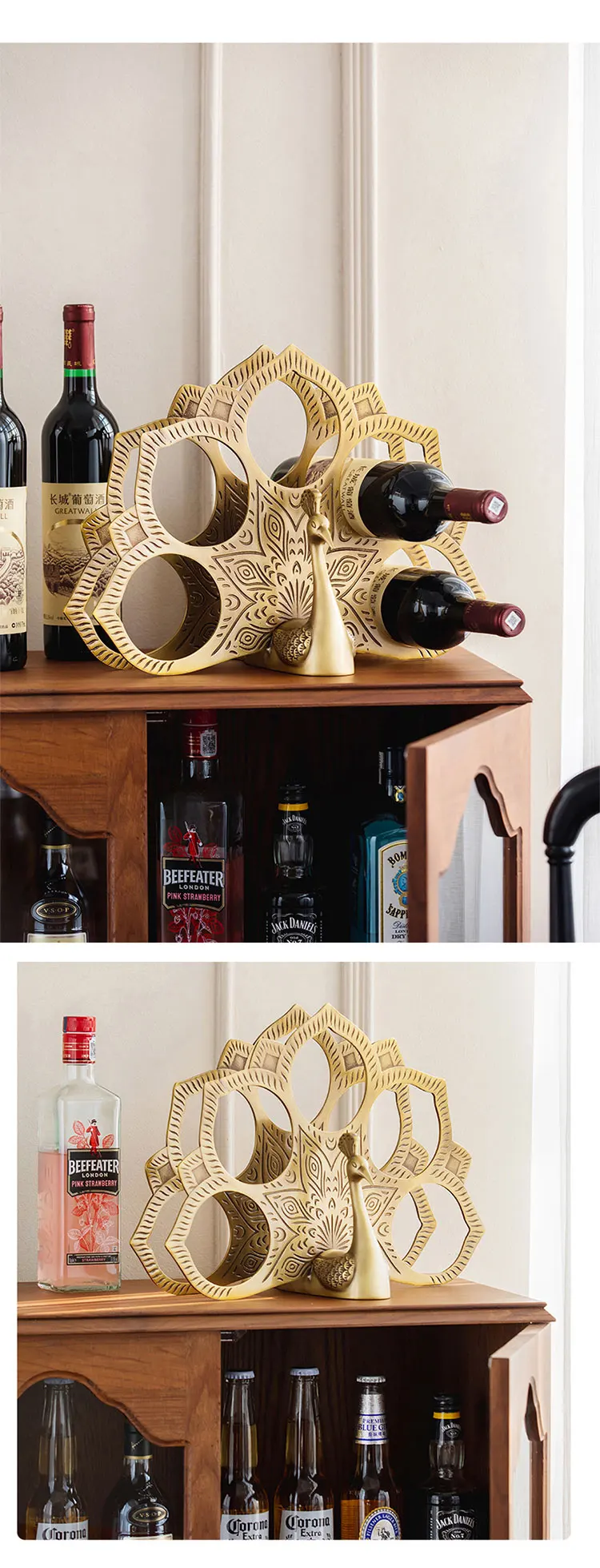 Unique Classic Metal Wine Rack House Decoration Tabletop Brass Creative ...