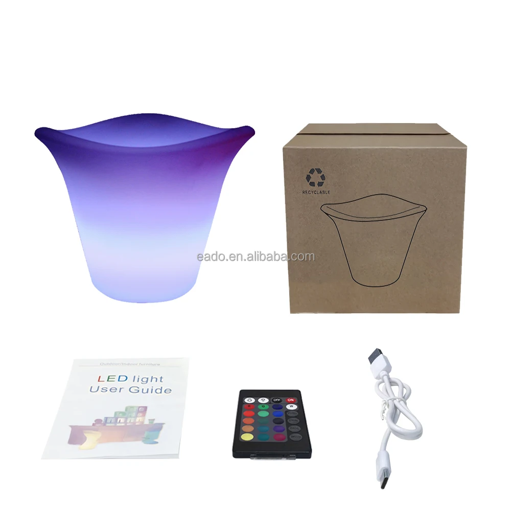 Luminous Plastic LED Ice Bucket Chiller IP65 Waterproof With 16 RGB ...