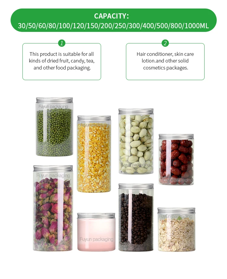 Fuyun 250g Wide Mouth Pet Plastic Jars Clear Empty Cookies Plastic ...