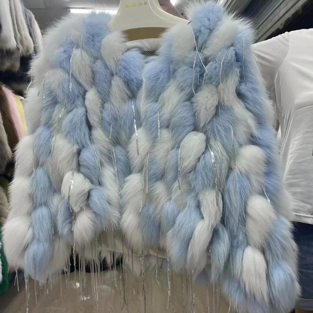 Natural Fox Fur Coat With Tassels Fashion Winter Warm Fur Women Coats ...