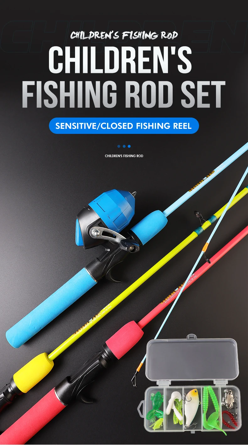 Dn 1.2m Blue/yellow/red/pink Kids Fishing Rod Set Casting Fishing Rod ...