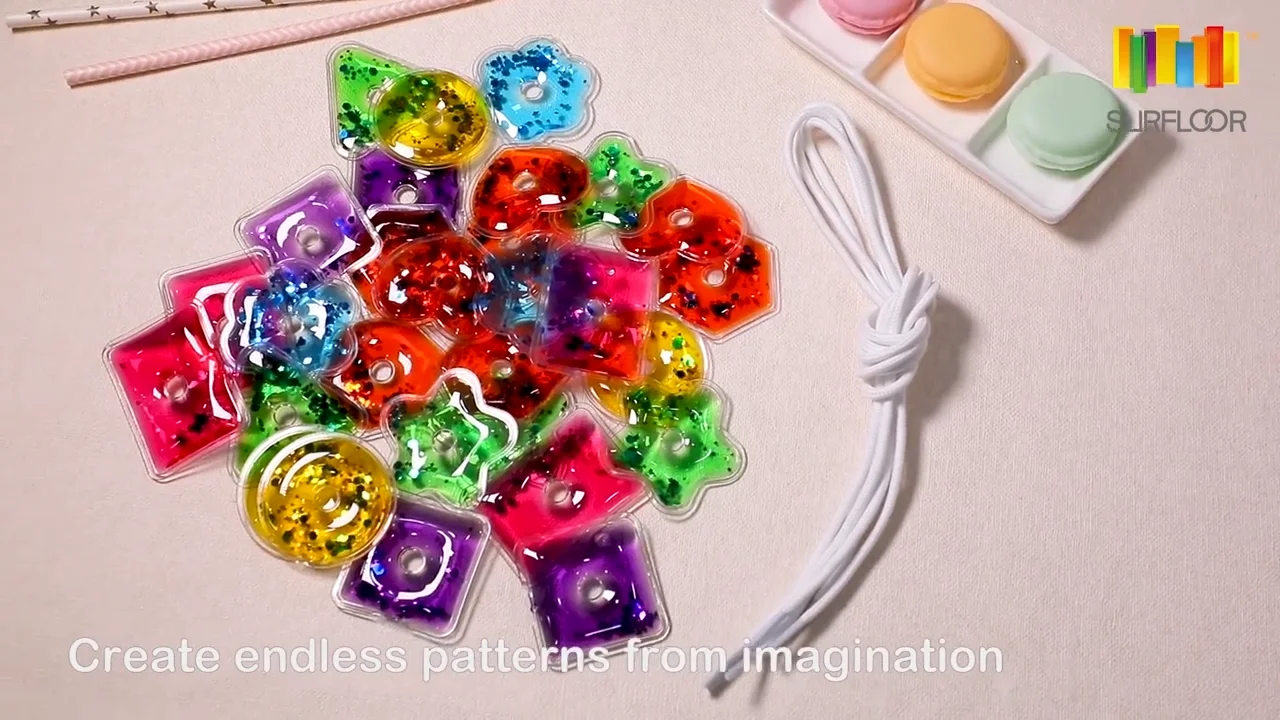 Sensory Toys Squidgy Sparkle Liquid Transparent Lacing Shapes For ...