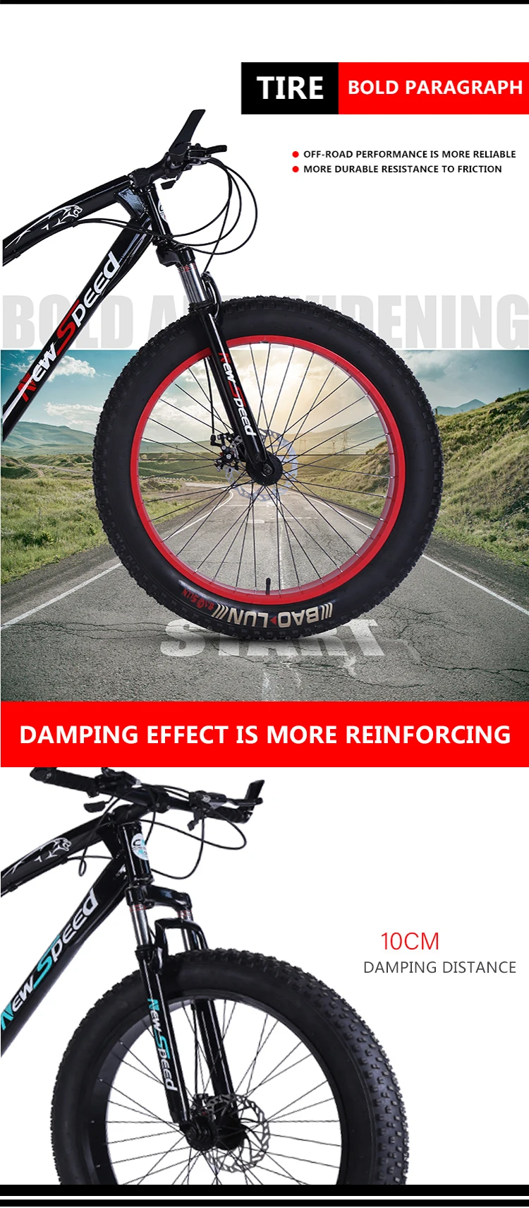 26" Aluminum Alloy Fat Tire Mountain Bike for Men - OEM