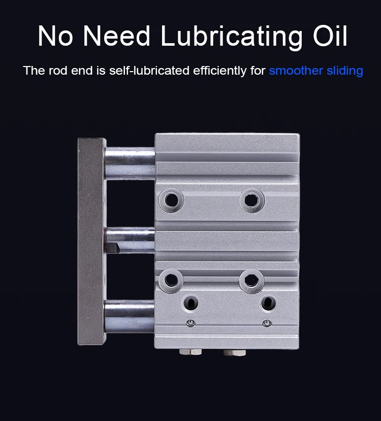 Threaded Interface Air Pressure Differential Guide Rod Pneumatic Dual ...