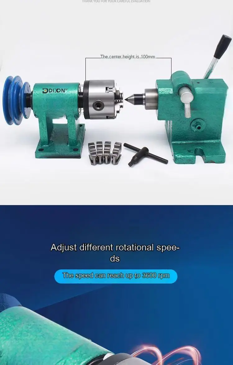 160type/belt Drive Lathe Spindle with 3 Jaw Chuck Power Head