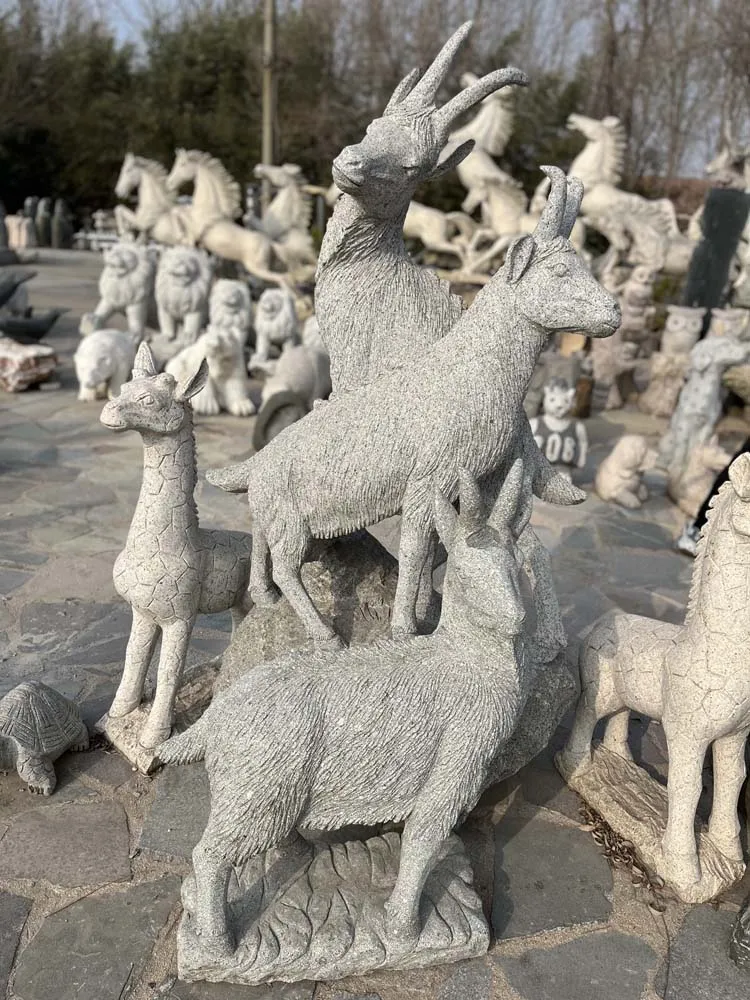 Garden Decoration Grey Granite Stone Animals Goat Statues| Alibaba.com