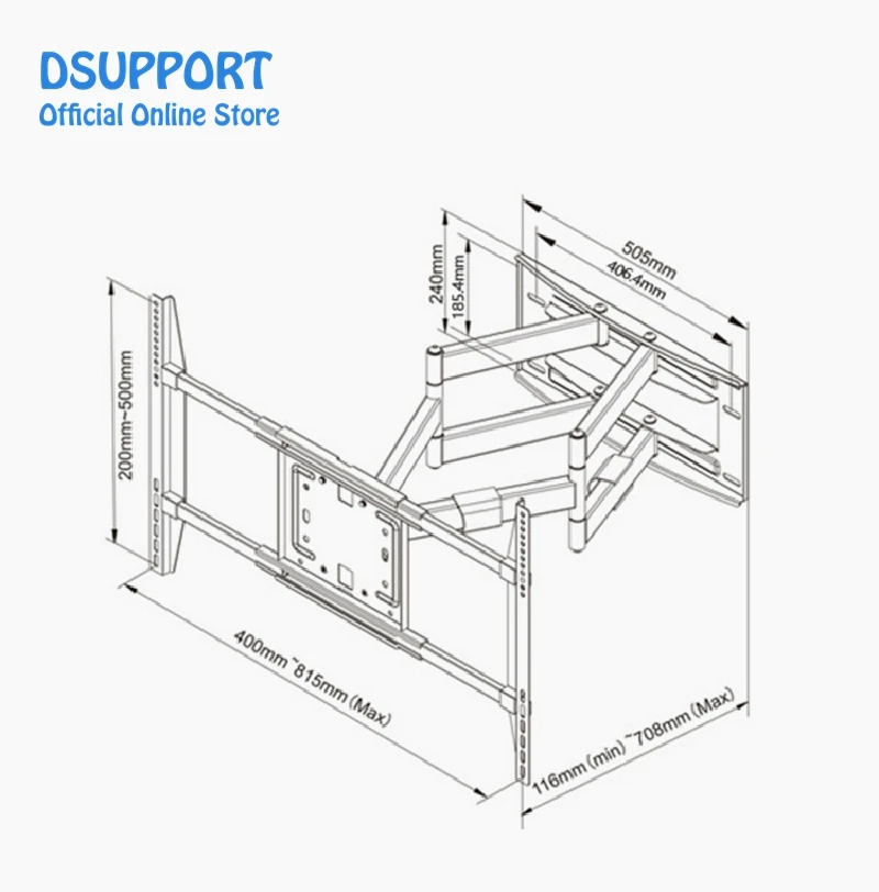 新nb Sp5全运动50 “-90” Lcd Led电视壁挂式支架6摆臂机架最大vesa 500x800mm最大负载90.9kgs - Buy ...