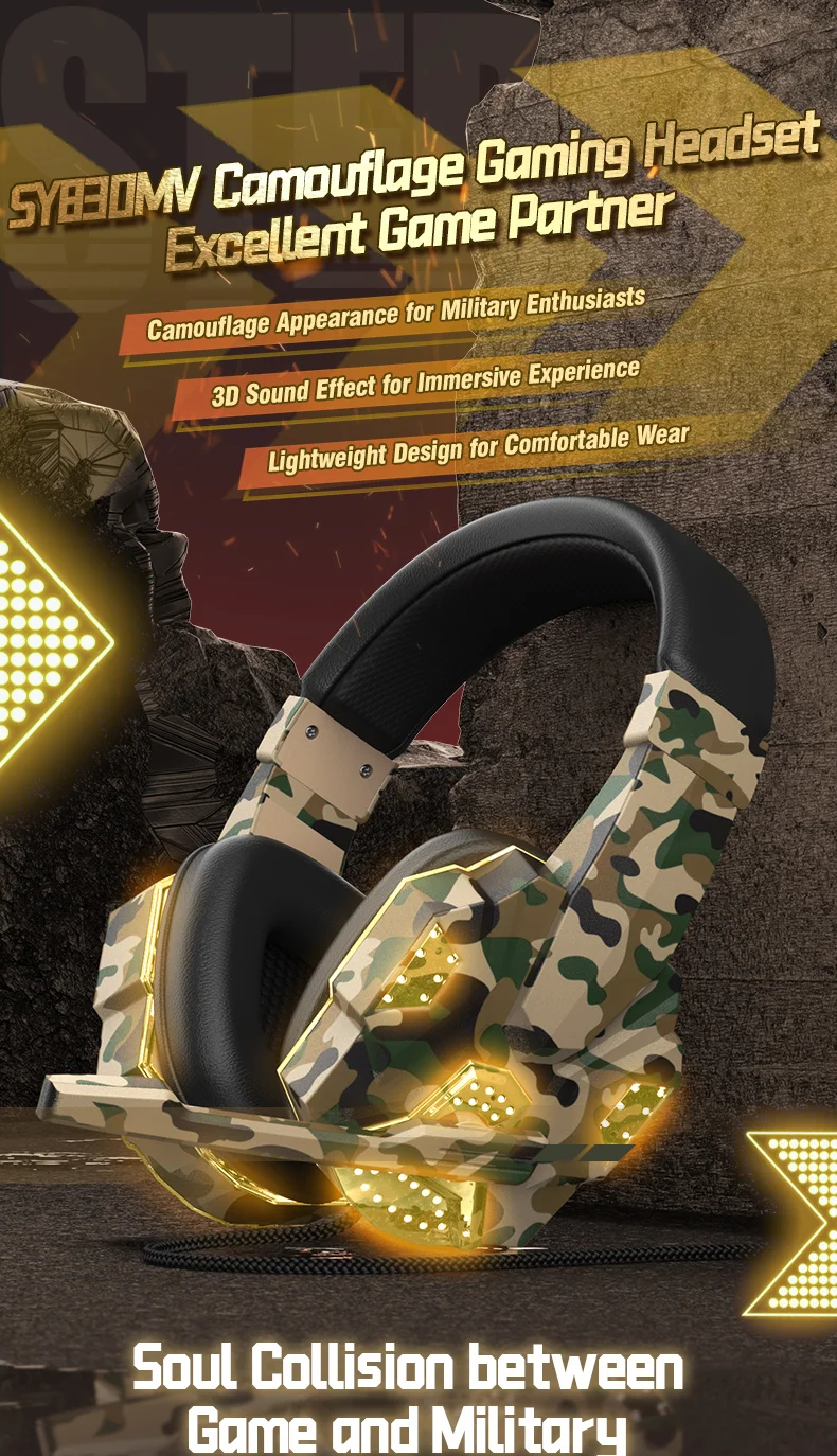 SY830-MV Gaming Headset - Ultimate Stereo Sound & LED Lights