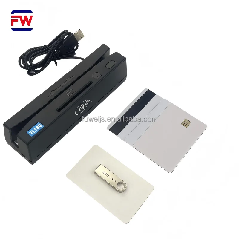 YL160 4-in-1 Smart Card Reader Writer | Supports Magnetic Stripe, NFC ...