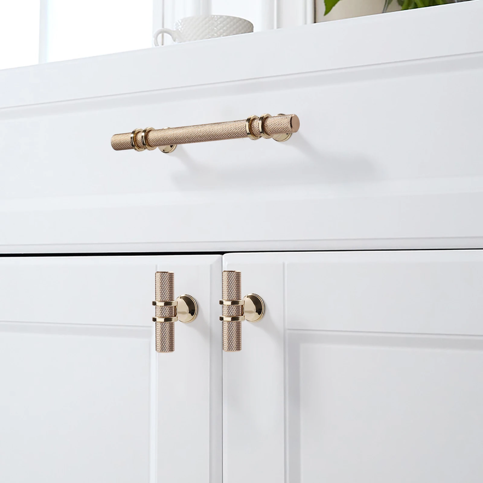 Gold Nordic Kitchen Drawer Wardrobe Brass Pull Handles Embossing Knobs ...