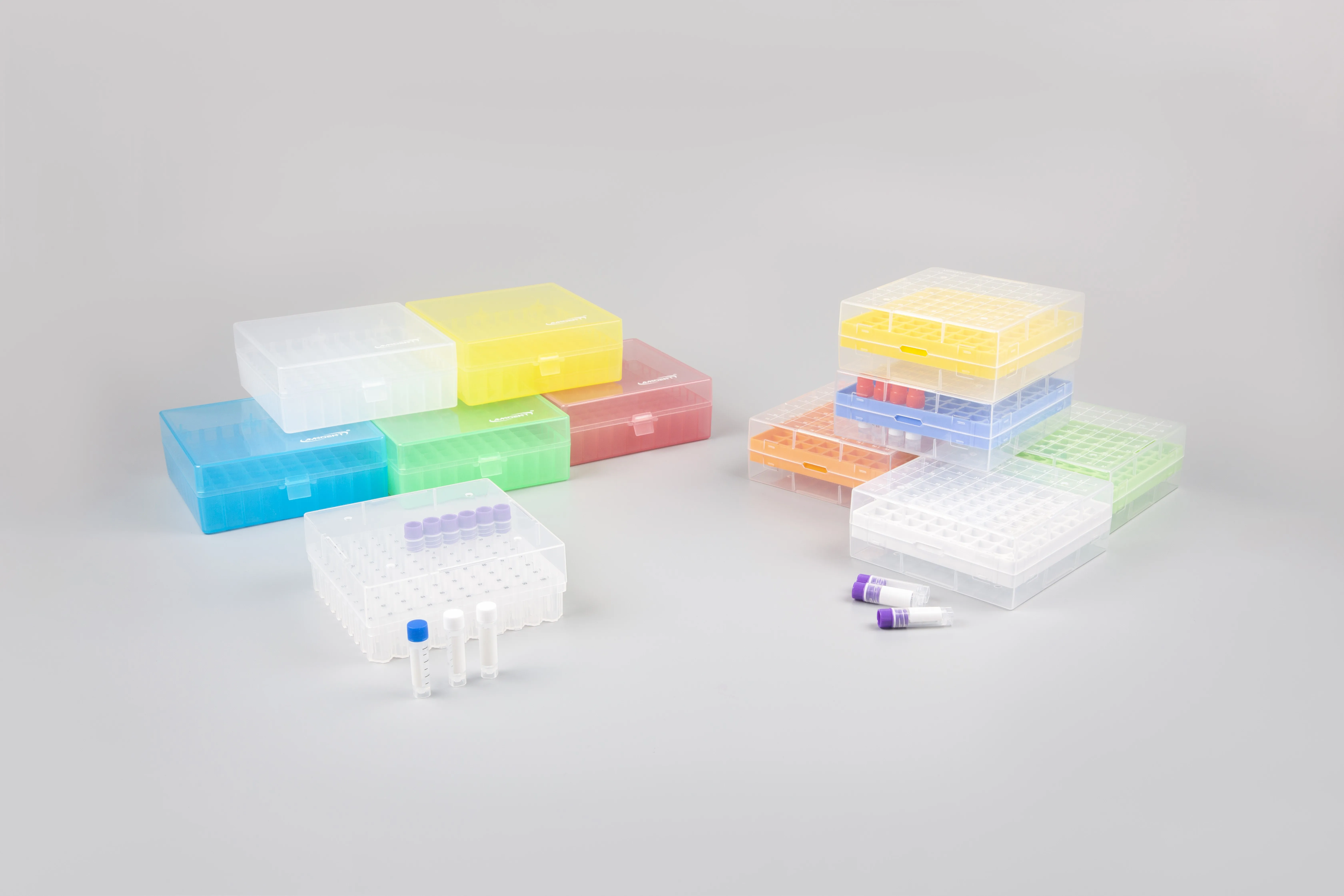 AMNGENT Polypropylene Lab Tube 100 Well 81 Well Cryo Boxes for Biobank
