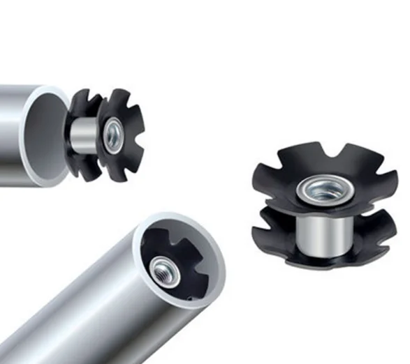 M6 M8 Steel Pipe Tube Connector With Polished Star Nut Threaded Inserts ...
