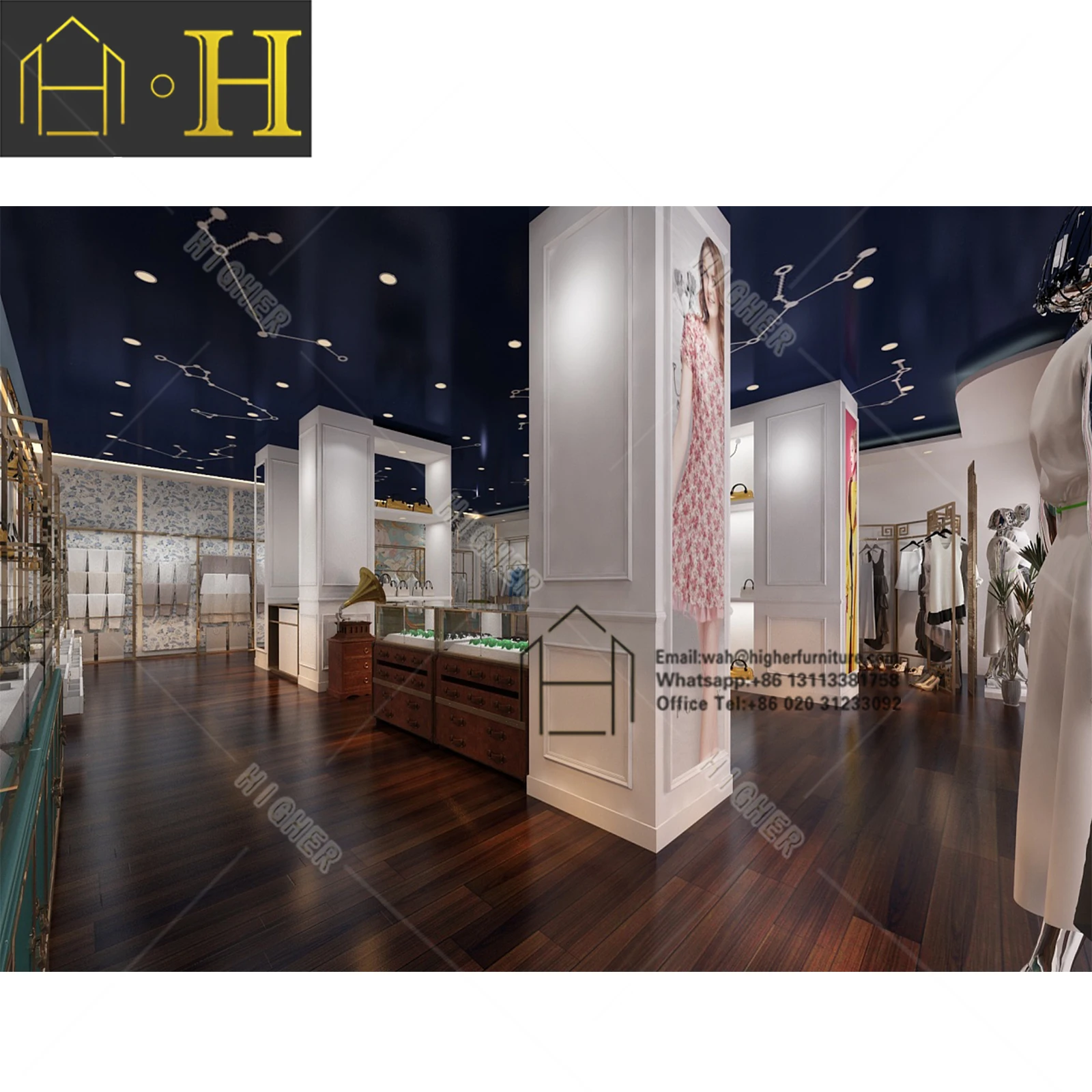 Custom Stainless Steel Cloth Display Stands Women Clothes Display Racks ...