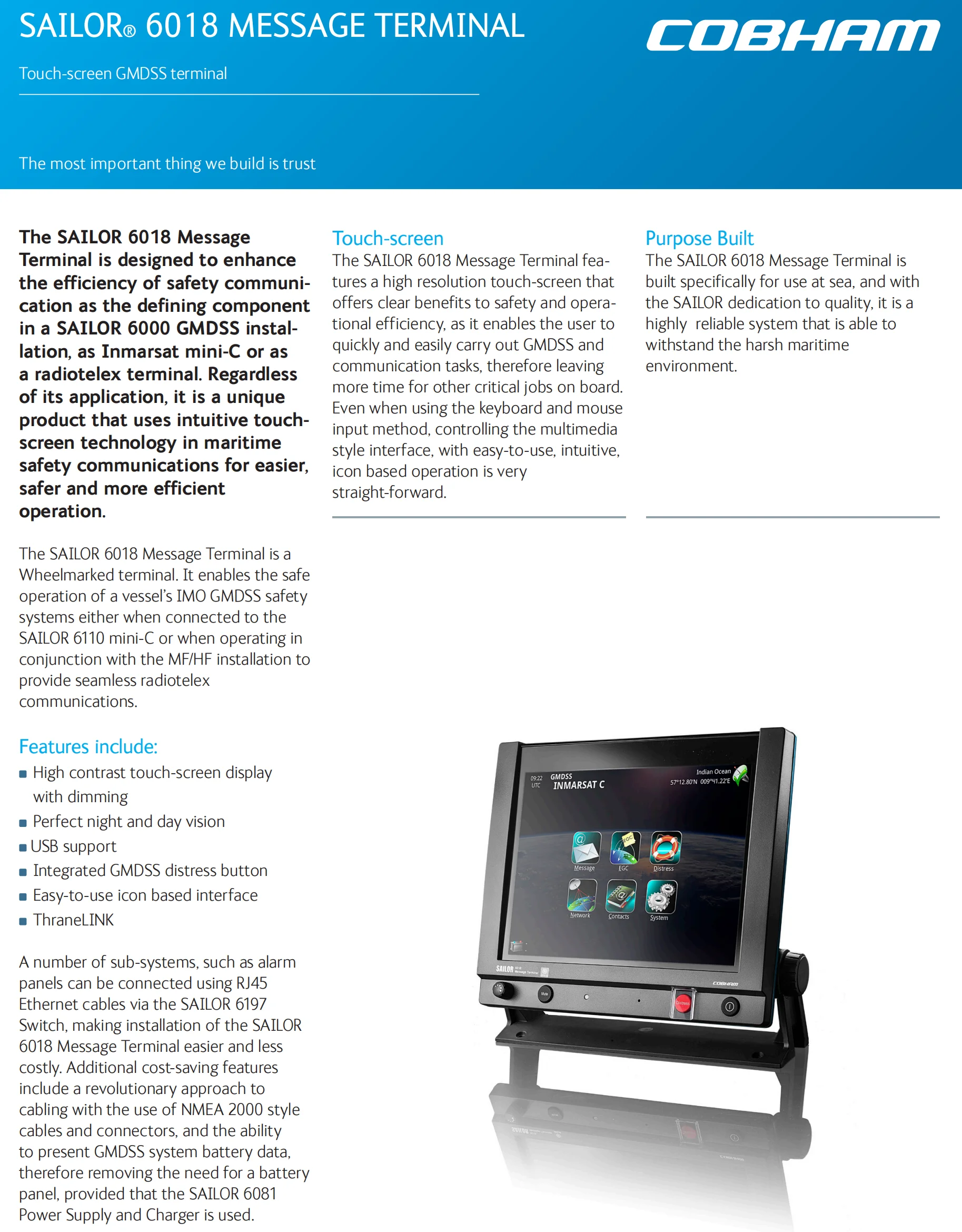 SAILOR 6018 Message Terminal - Reliable Maritime Communication