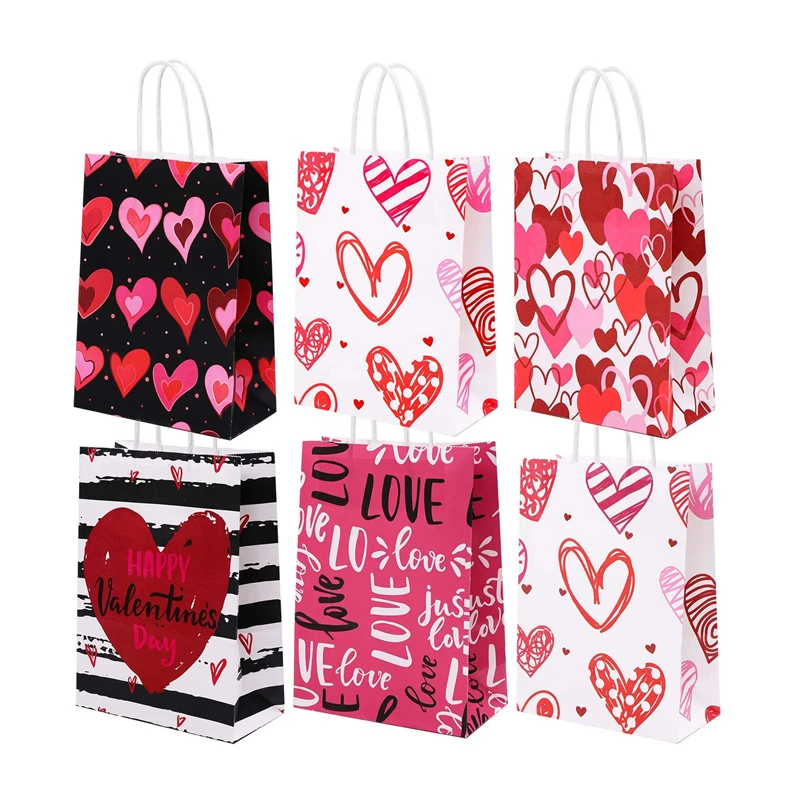KM Mixed Style Love Heart Gift Bags - Eco-Friendly & Customizable
