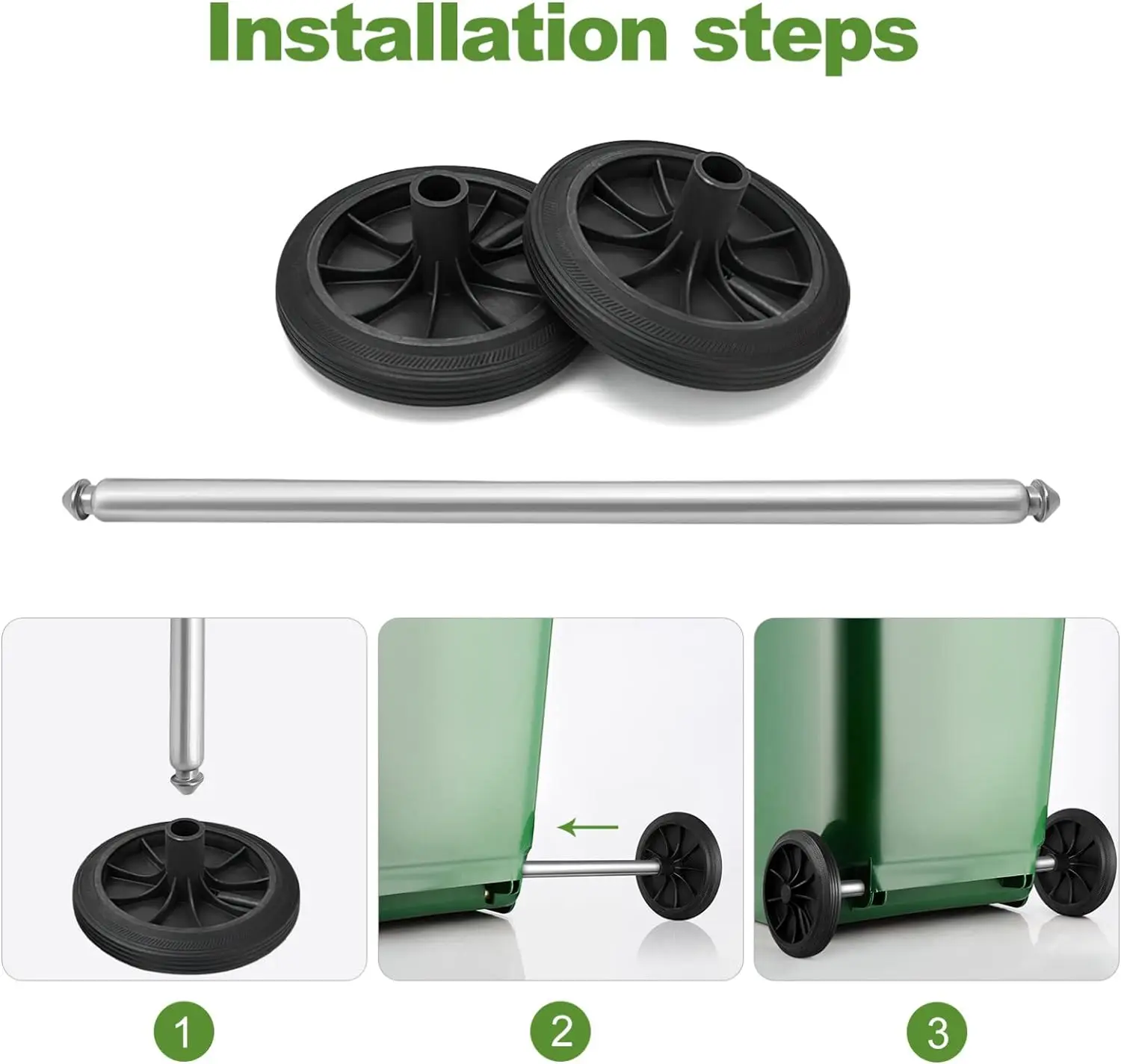 8 Inch Waste Container Bin Caster Rubber Wheel Garbage Can Wheels ...