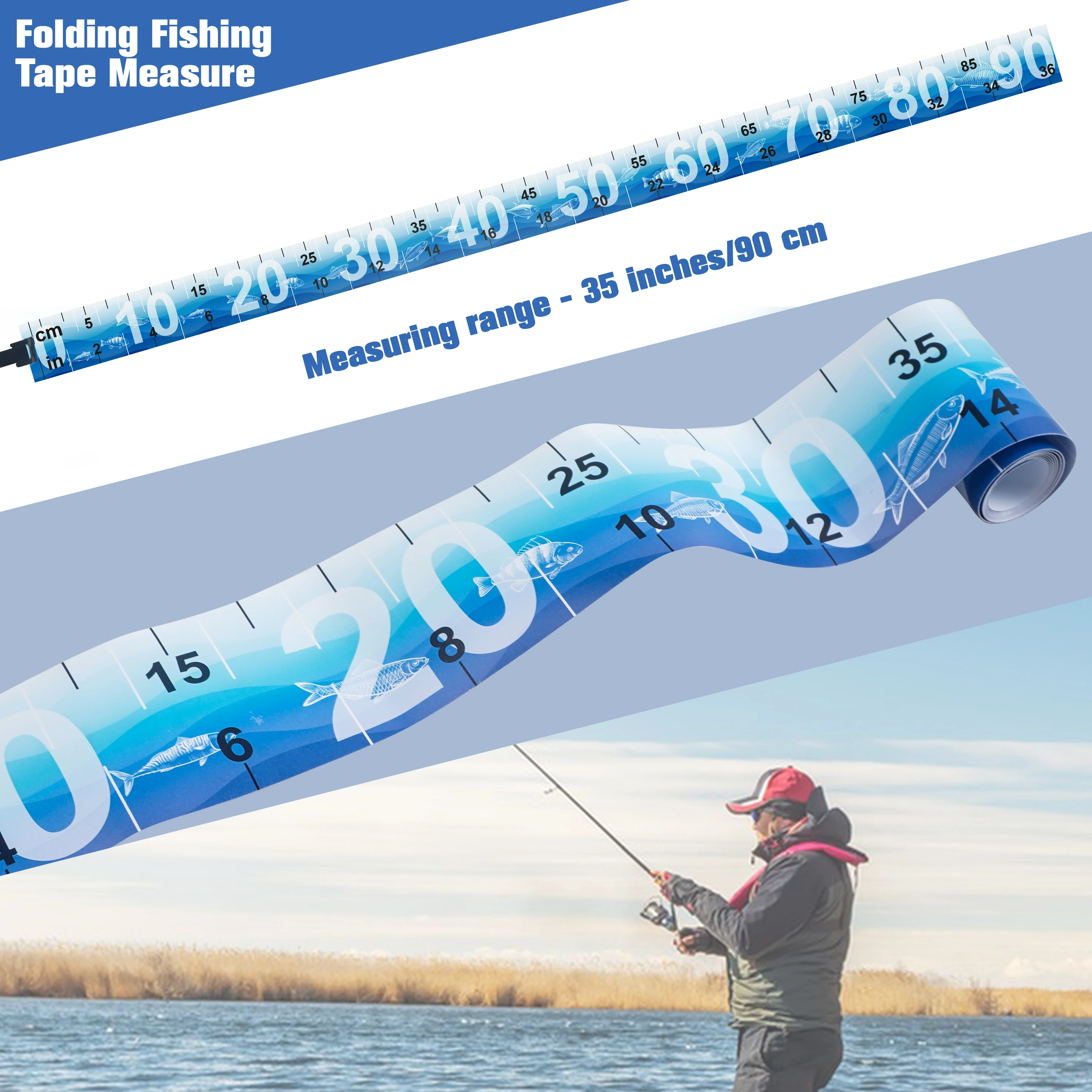 Ketch Fish Measuring Board Waterproof Foldable Fishing Tape Measure ...