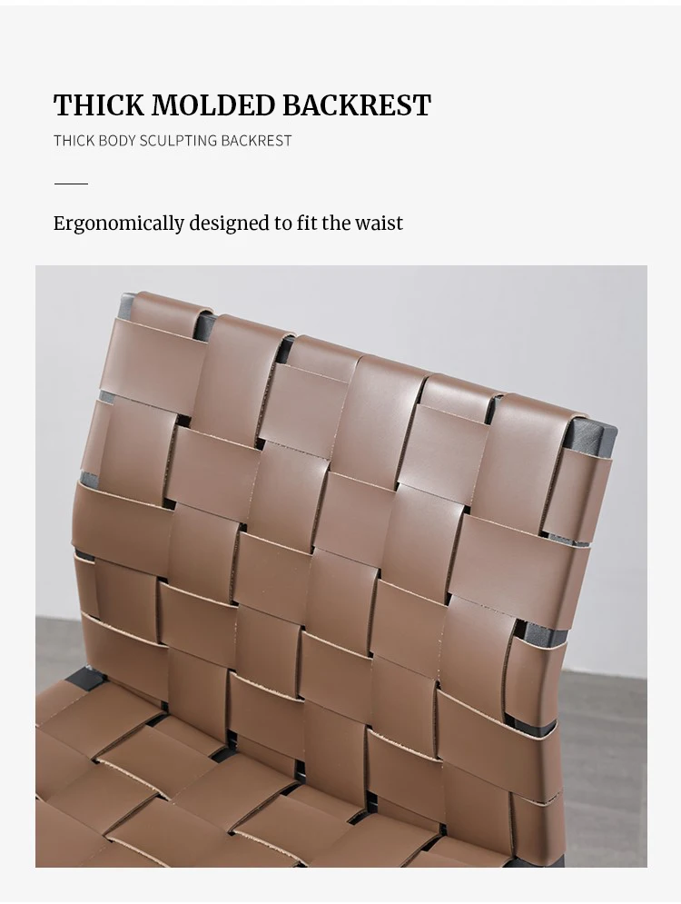 Modern Bar Furniture Metal Frame Woven Saddle Leather Nordic Bar Chair ...