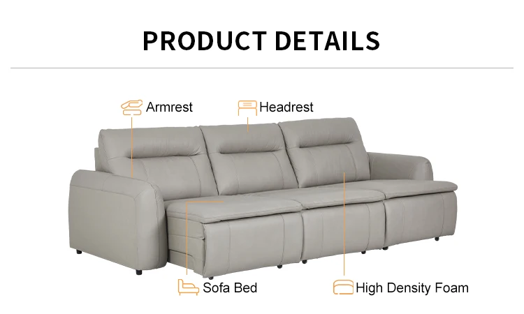 CHEERS Leather Power Slide Chaise - Versatile Sofa Bed