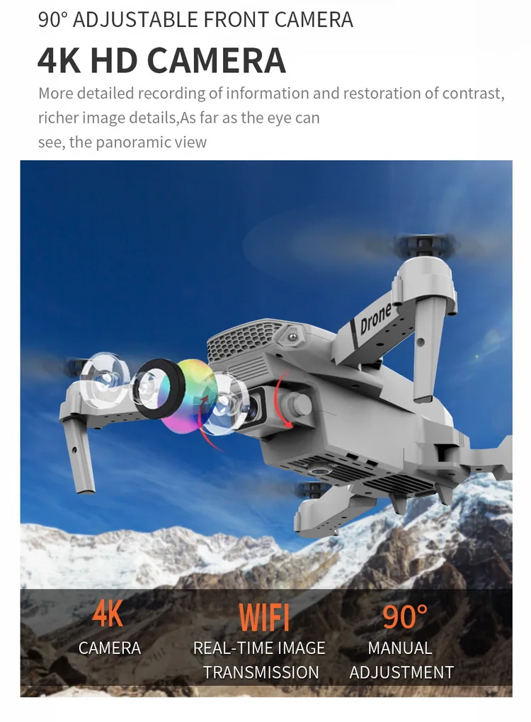 Mini Drone E88 Pro Wifi Fpv Rc Dron With Dual Pro 4k Hd Camera Wide ...