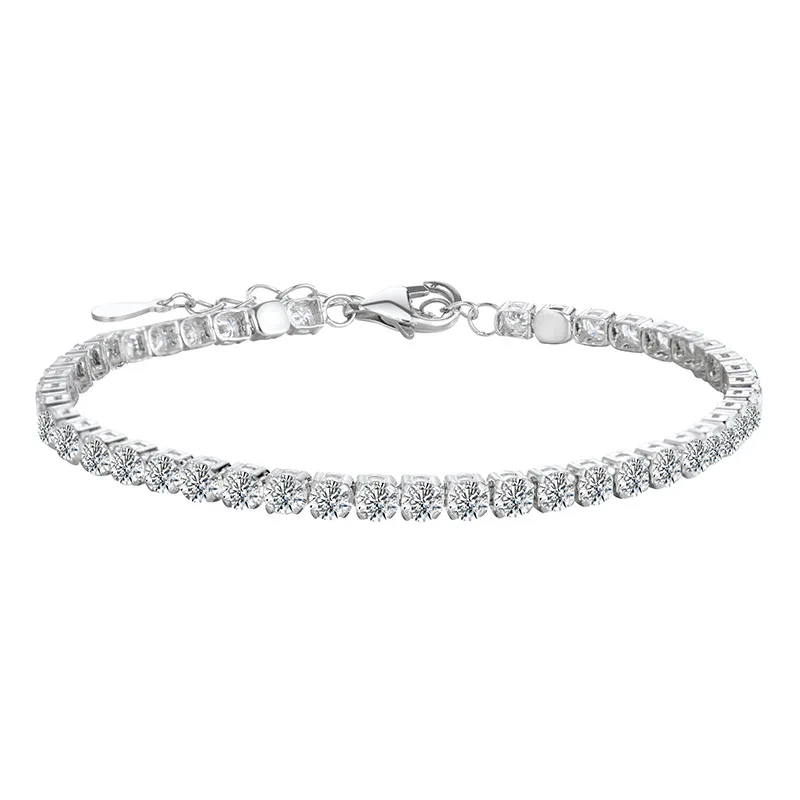 JTV Diamond Tennis Bracelets Dainty Iced Out VVS Moissanite in 925 Silver