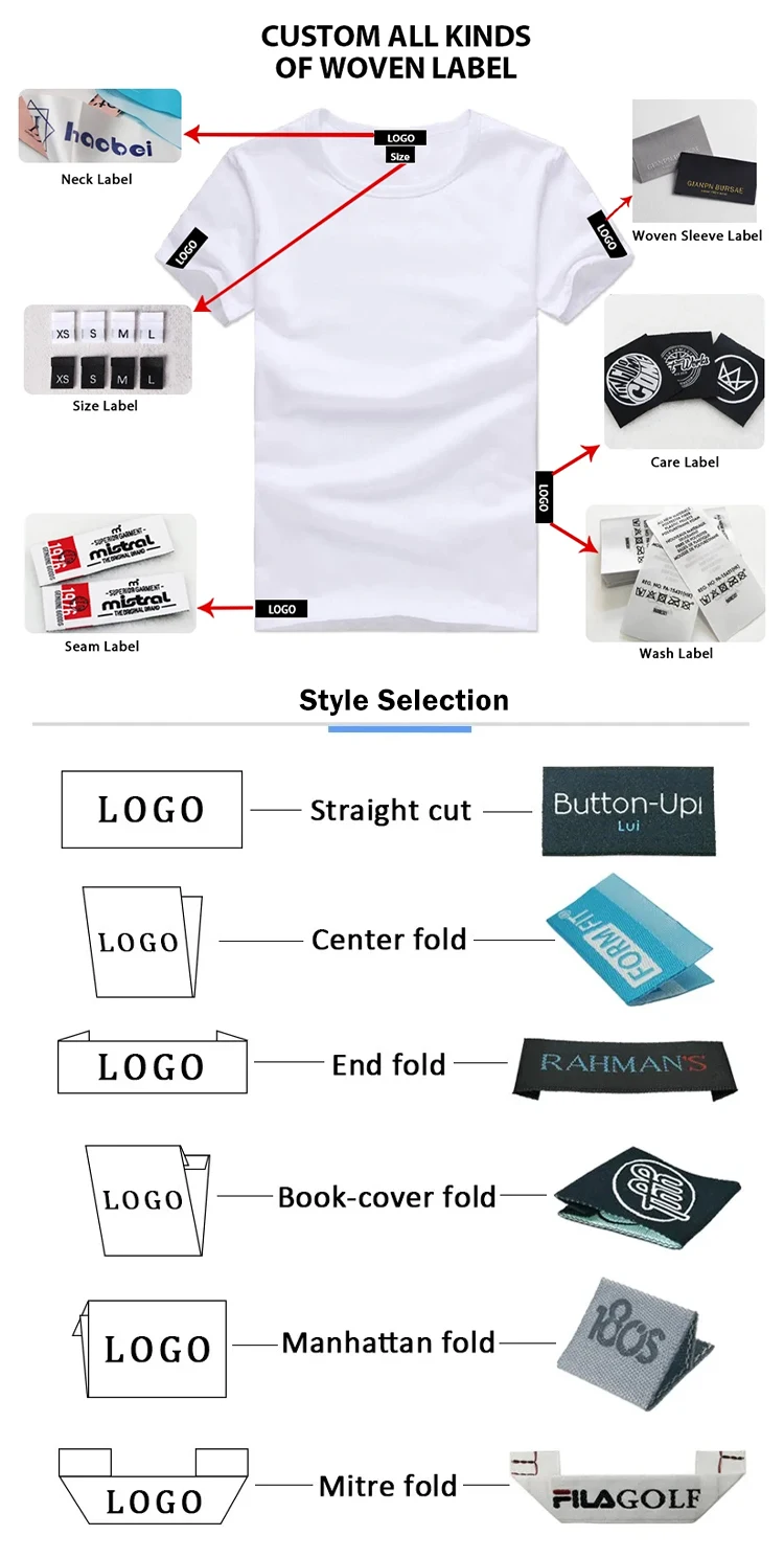 Luxury Center Fold Neck Label Tags Cotton Clothing Tags Side Tag Brand ...