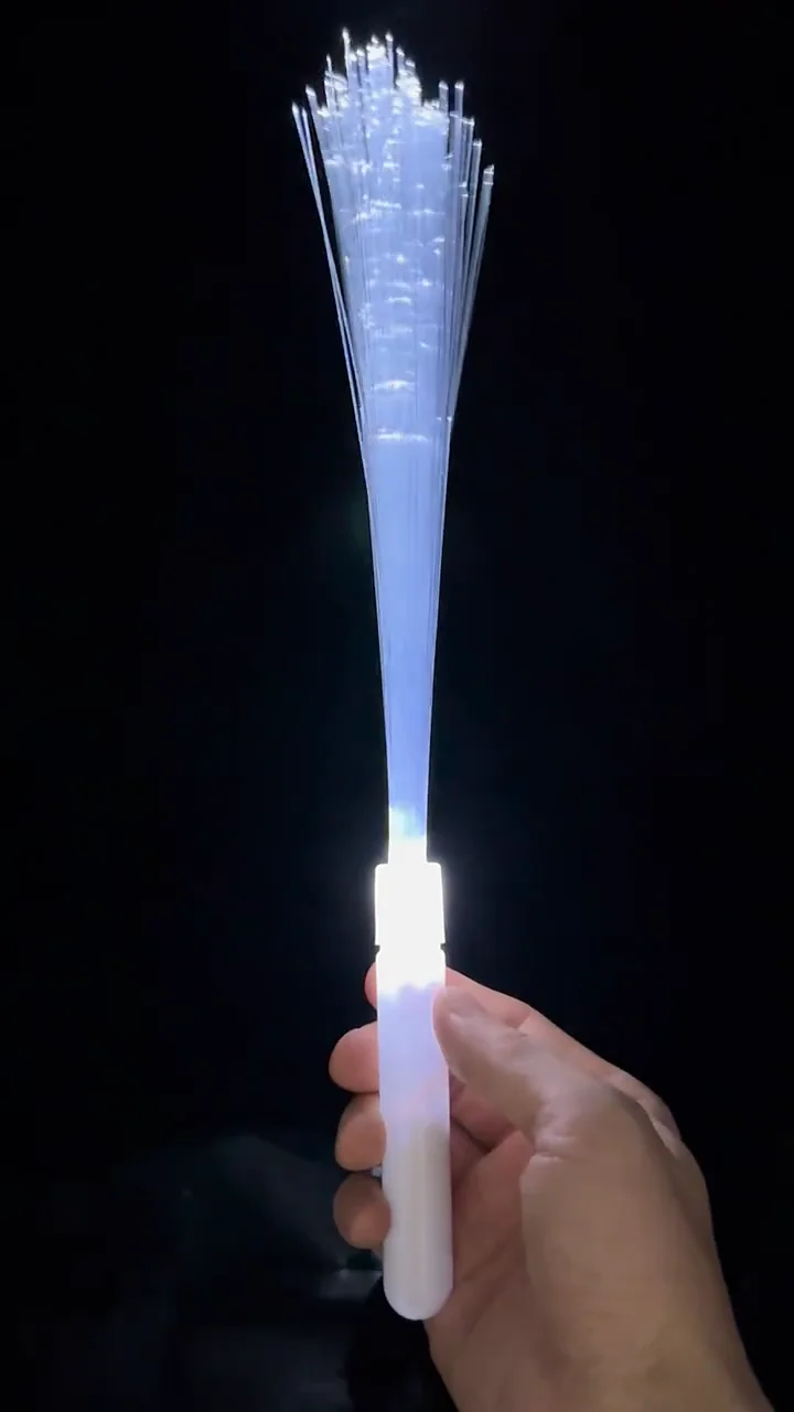 White Light Up Fiber Optic Wand Glow In The Dark Rod Flashing Led Magic ...