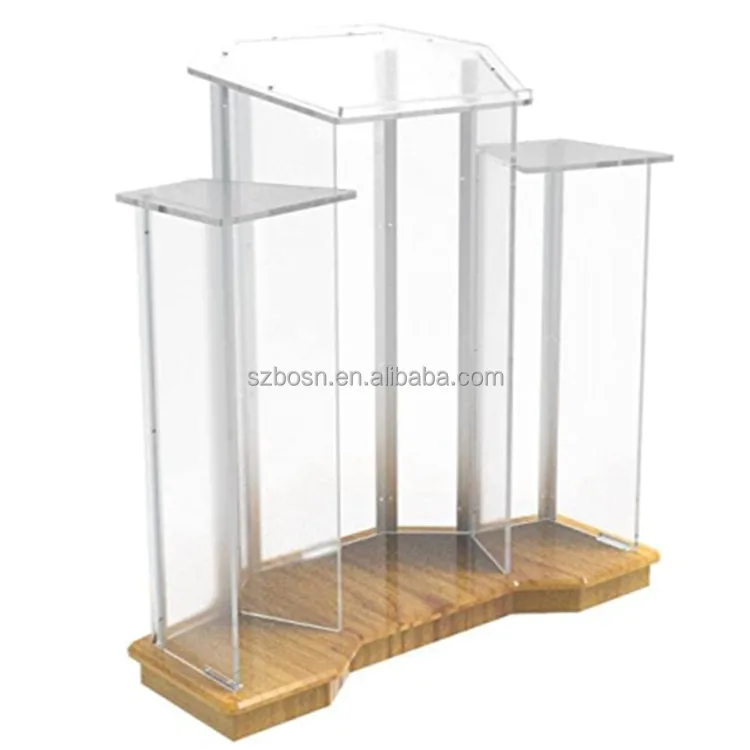Modern Design Wooden Portable Podium Acrylic Transparent Podium Floor ...
